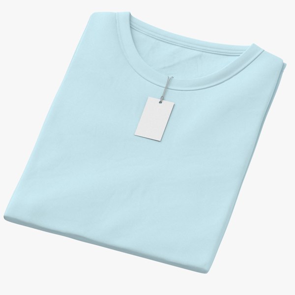Female Crew Neck Folded With Tag Blue 3D - TurboSquid 1776069