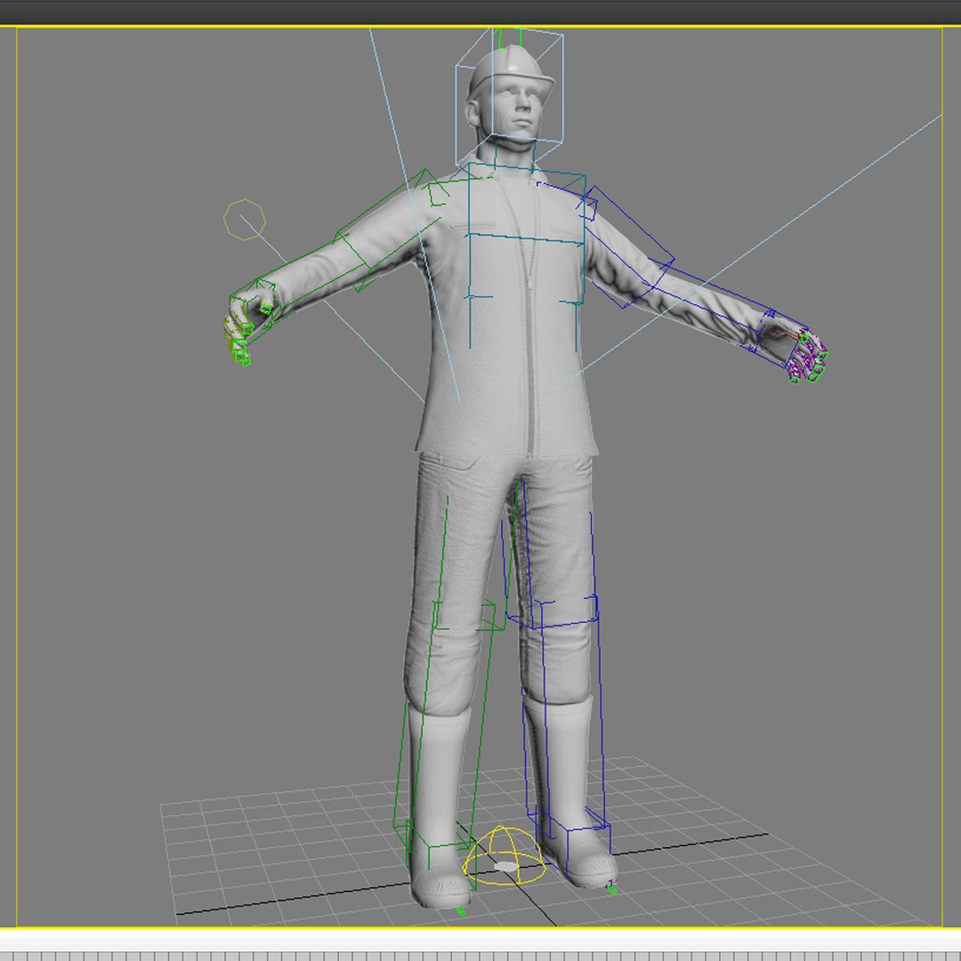 Rigged Worker Man 3d Max