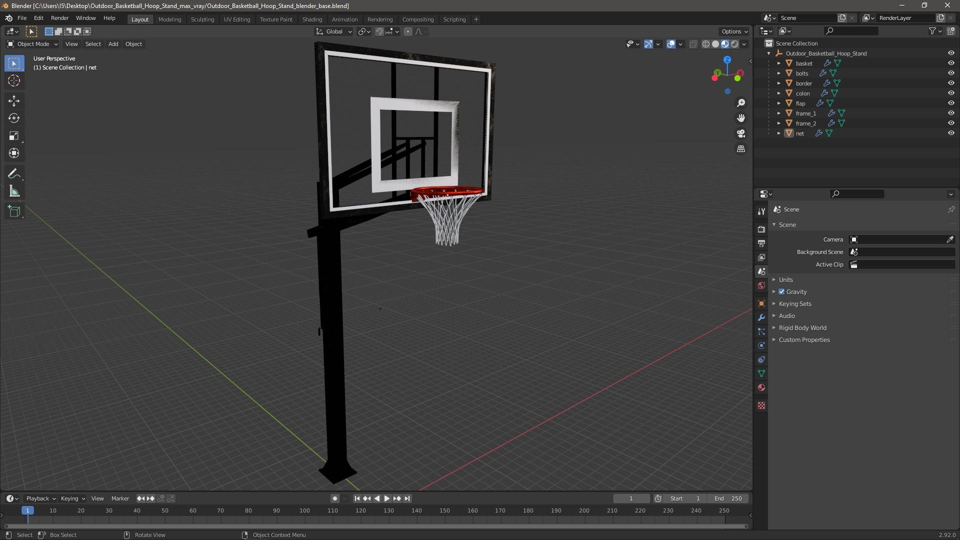 3D Outdoor Basketball Hoop Stand Model - TurboSquid 2189689