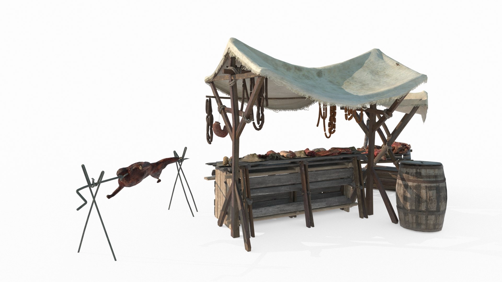 3D Ancient Roadside Stalls Selling Meat Stalls Model - TurboSquid 2342293