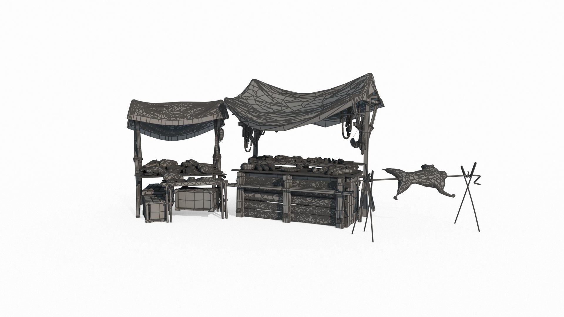3D Ancient Roadside Stalls Selling Meat Stalls Model - TurboSquid 2342293