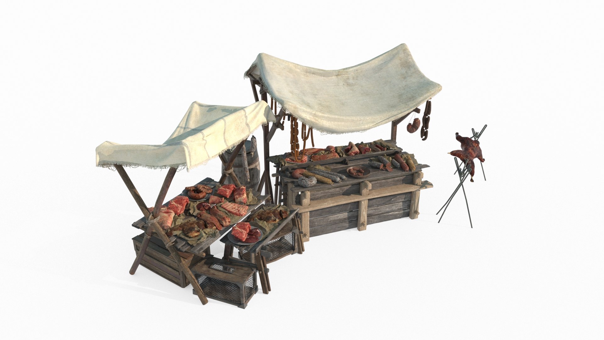 3D Ancient Roadside Stalls Selling Meat Stalls Model - TurboSquid 2342293