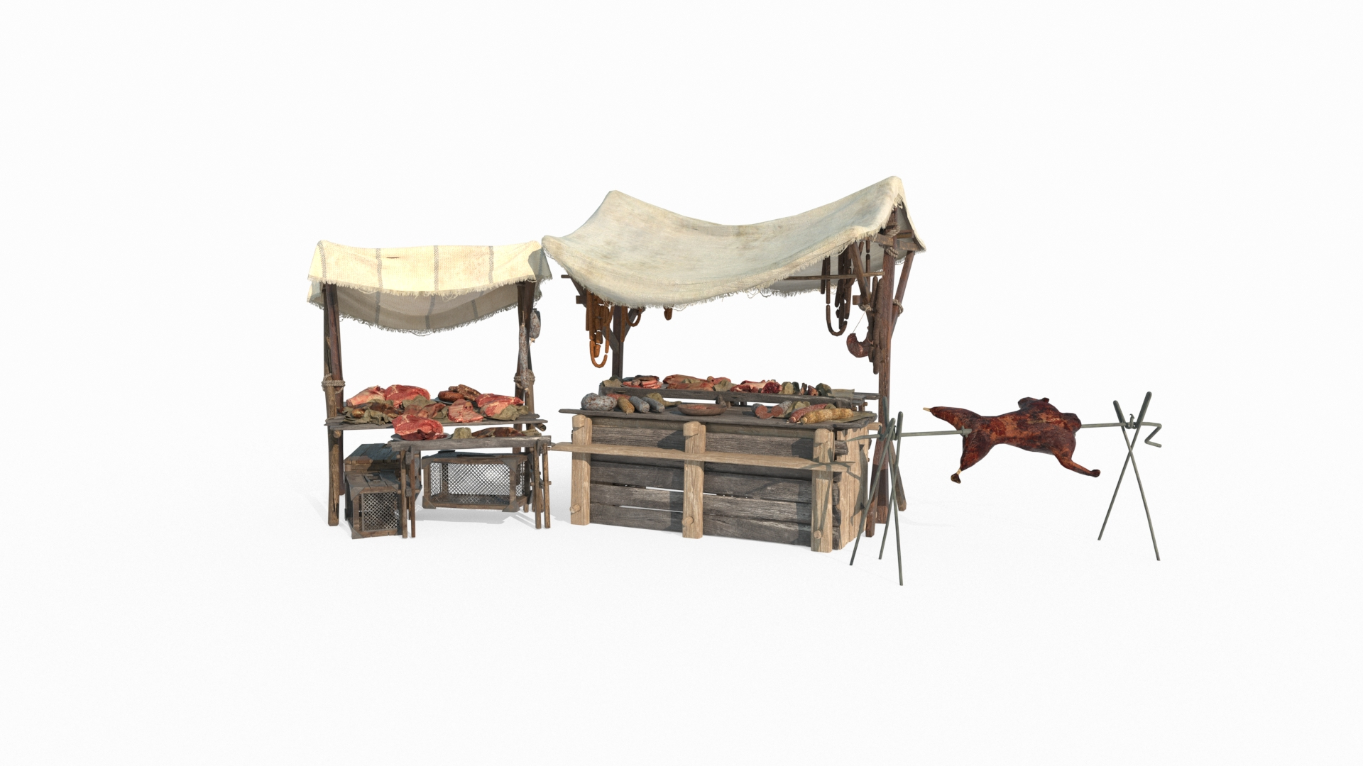3D Ancient Roadside Stalls Selling Meat Stalls Model - TurboSquid 2342293