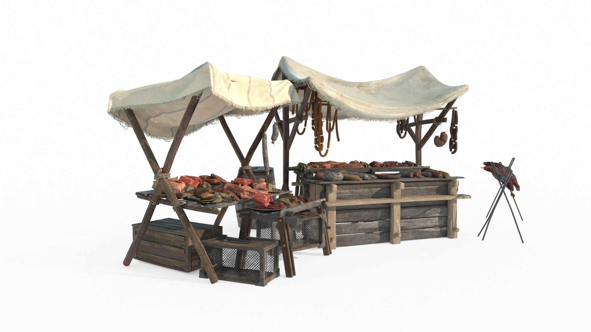 3D Ancient Roadside Stalls Selling Meat Stalls Model - TurboSquid 2342293