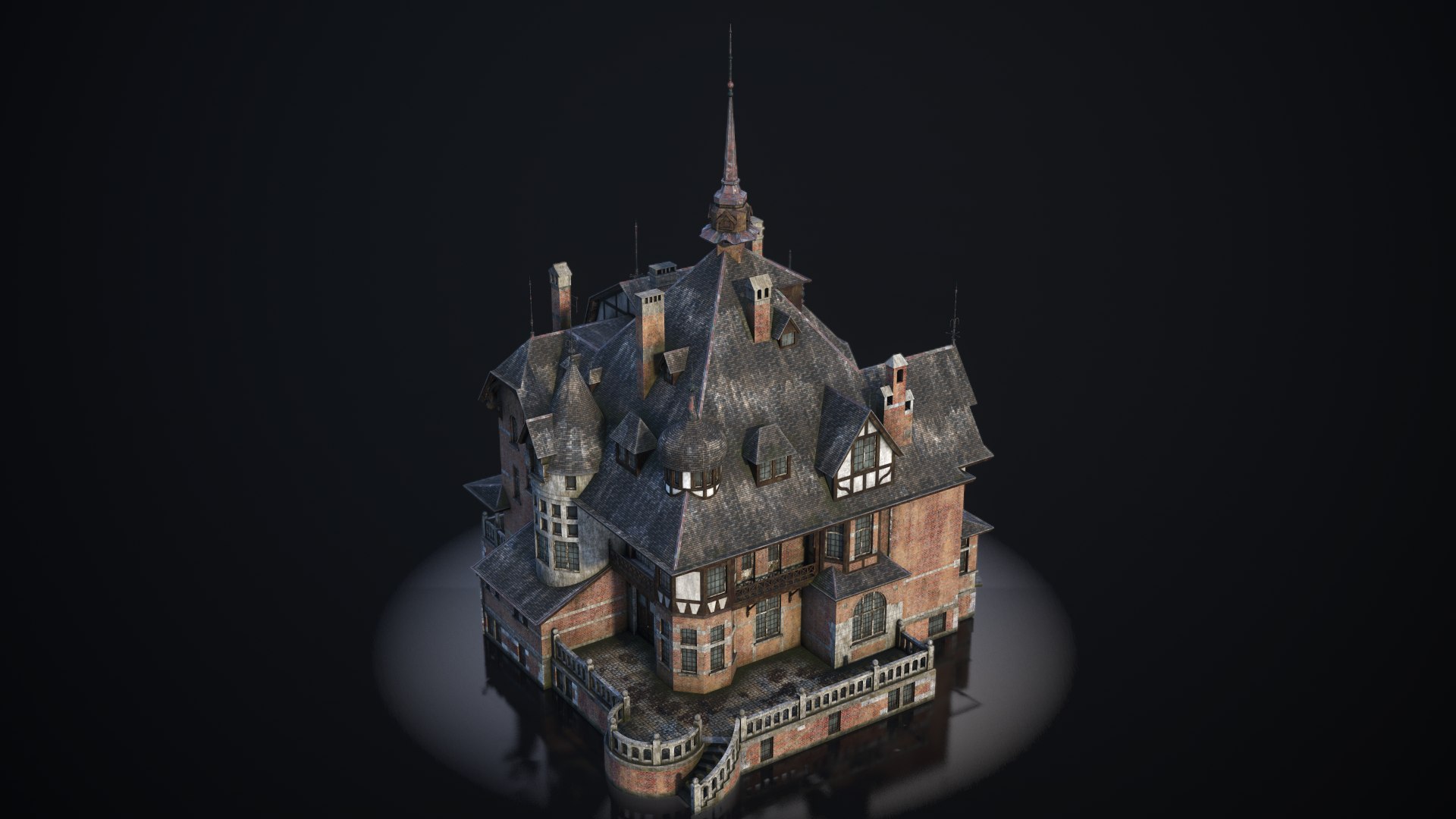 3D Old Manor Low-poly 3D Model - TurboSquid 2132732