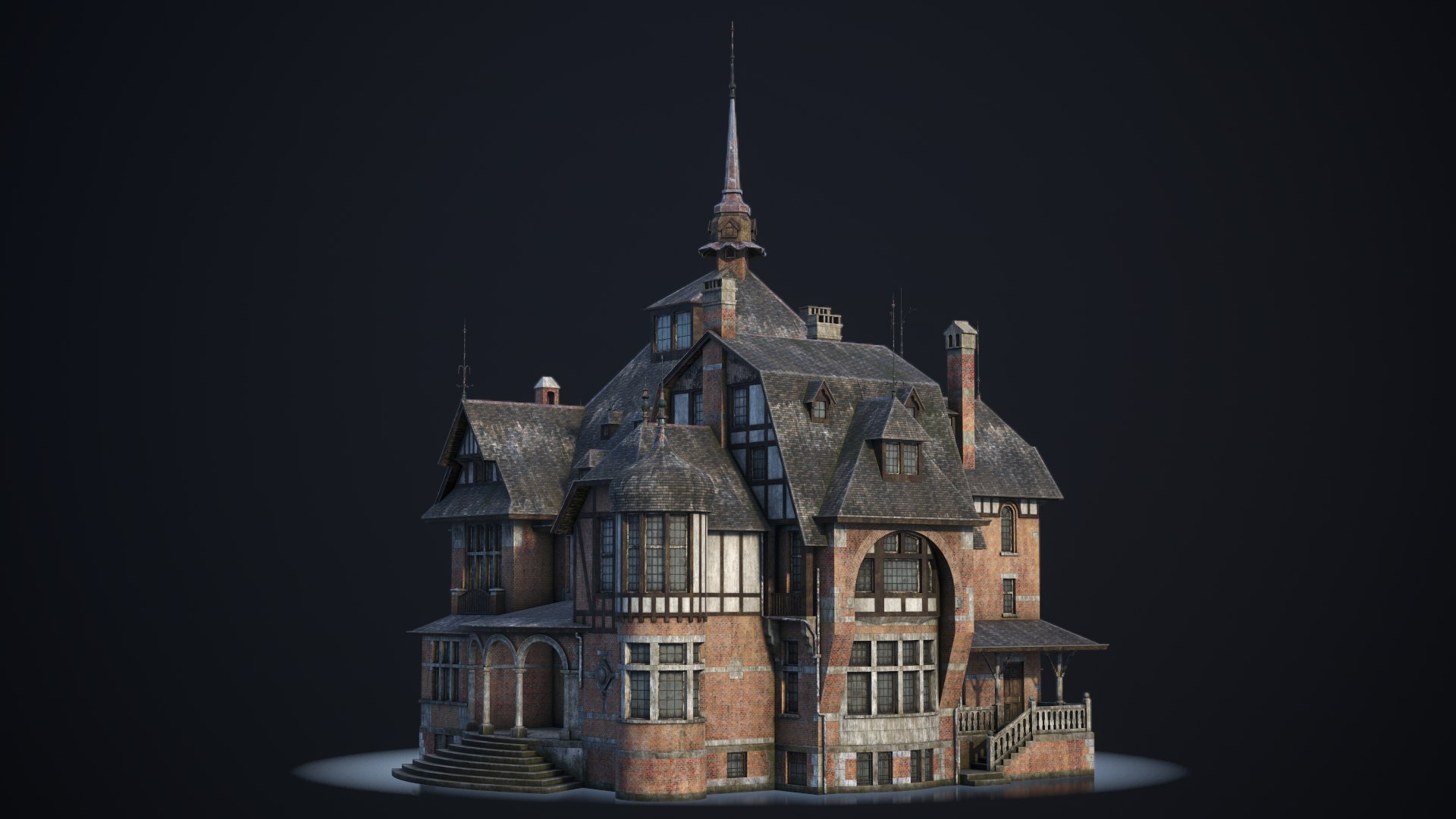 3D Old Manor Low-poly 3D Model - TurboSquid 2132732