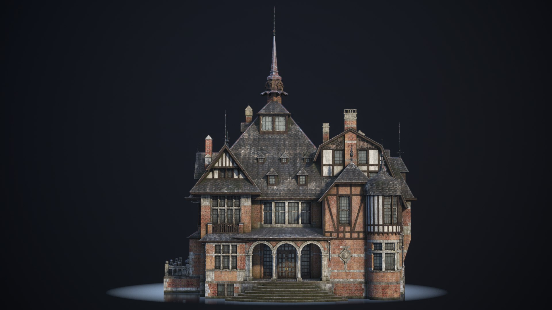 3D Old Manor Low-poly 3D Model - TurboSquid 2132732