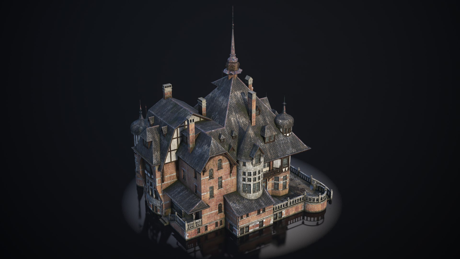 3D Old Manor Low-poly 3D Model - TurboSquid 2132732