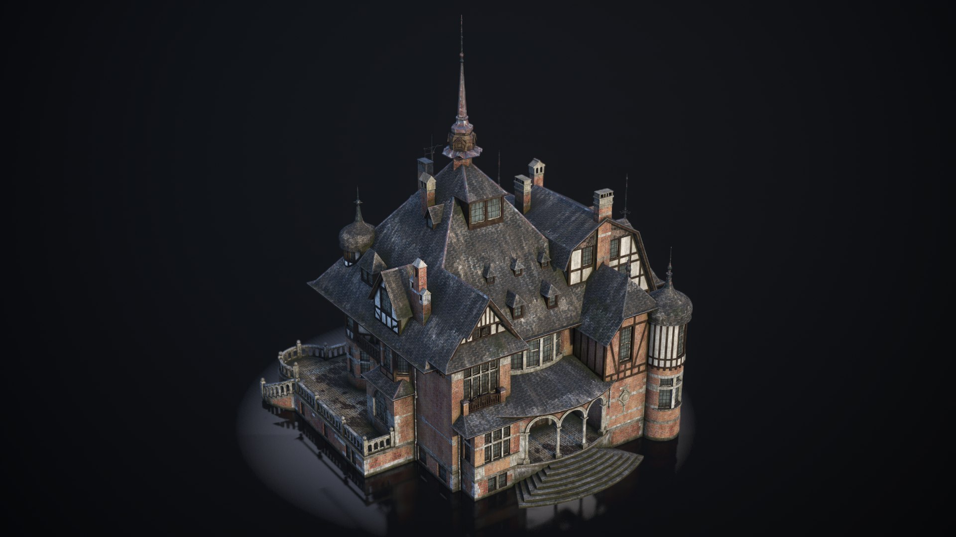 3D Old Manor Low-poly 3D Model - TurboSquid 2132732