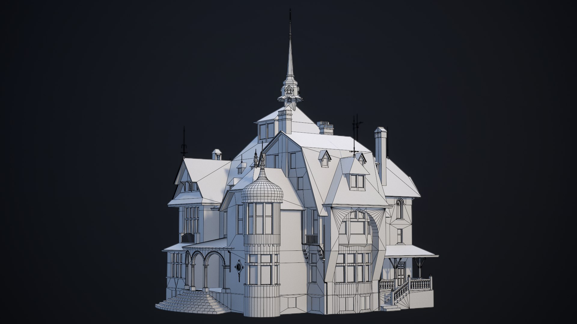 3D Old Manor Low-poly 3D Model - TurboSquid 2132732