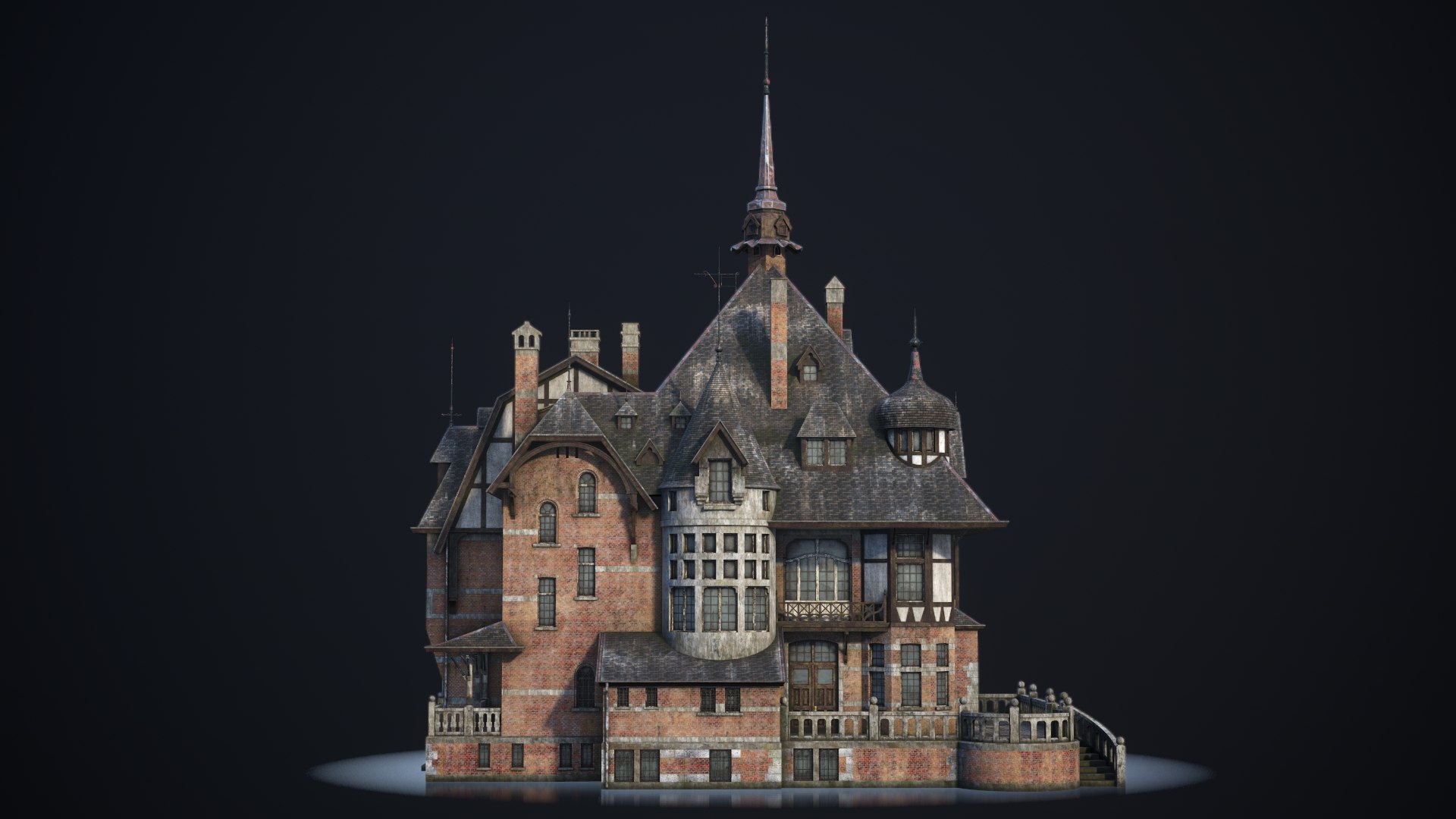 3D Old Manor Low-poly 3D Model - TurboSquid 2132732