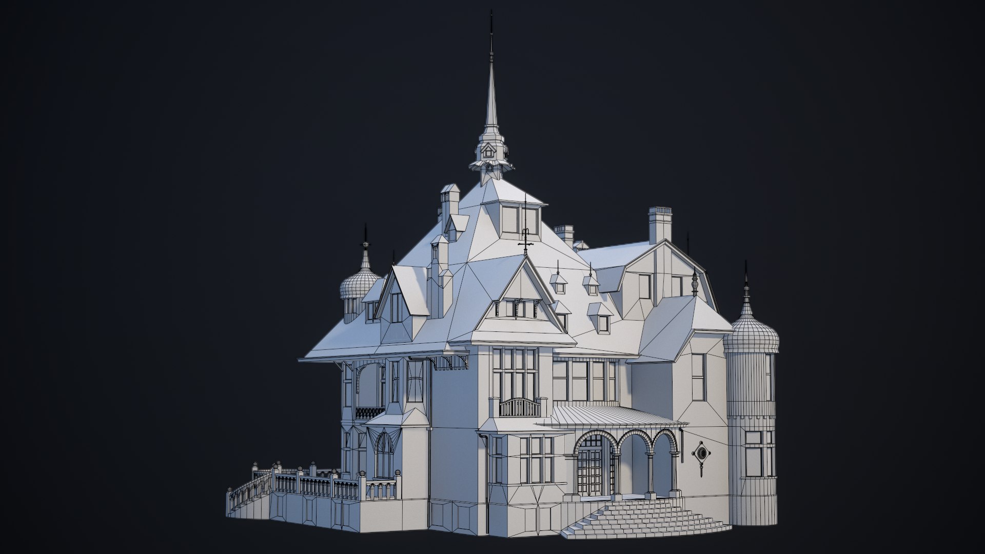 3D Old Manor Low-poly 3D Model - TurboSquid 2132732