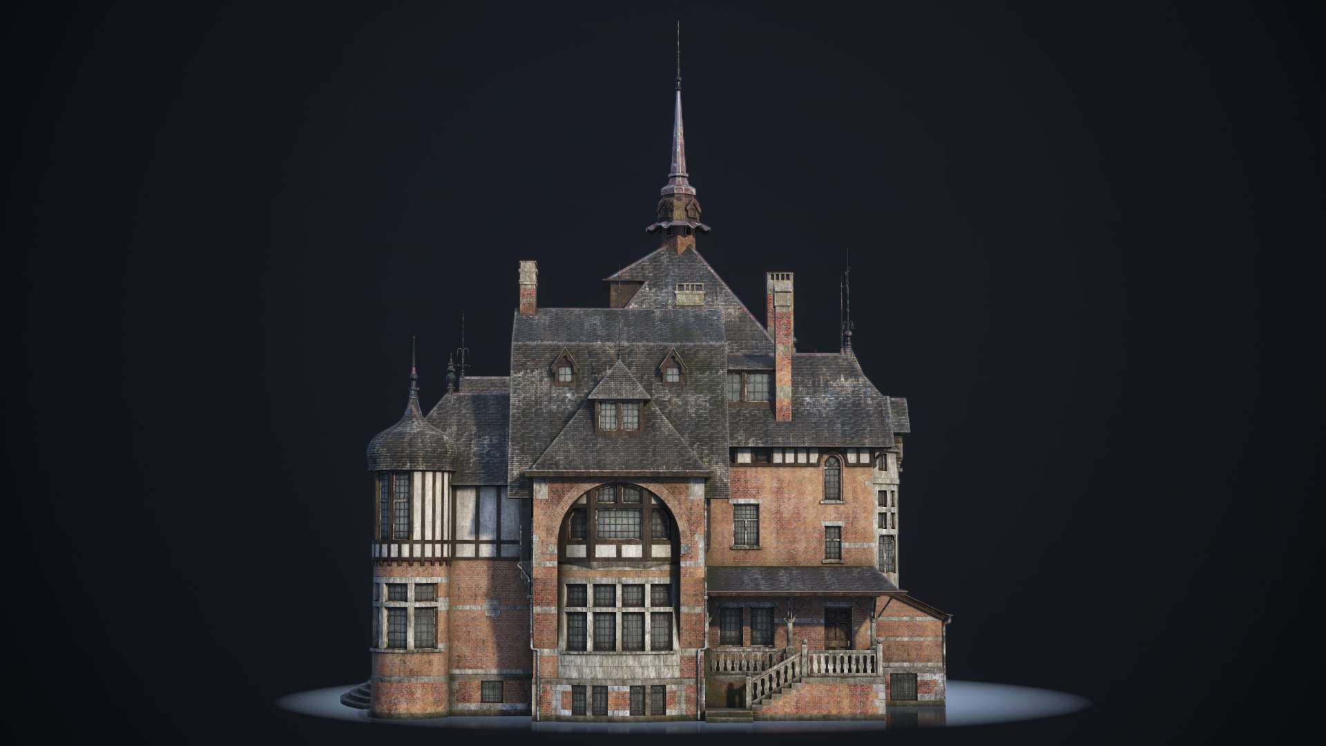 3D Old Manor Low-poly 3D Model - TurboSquid 2132732