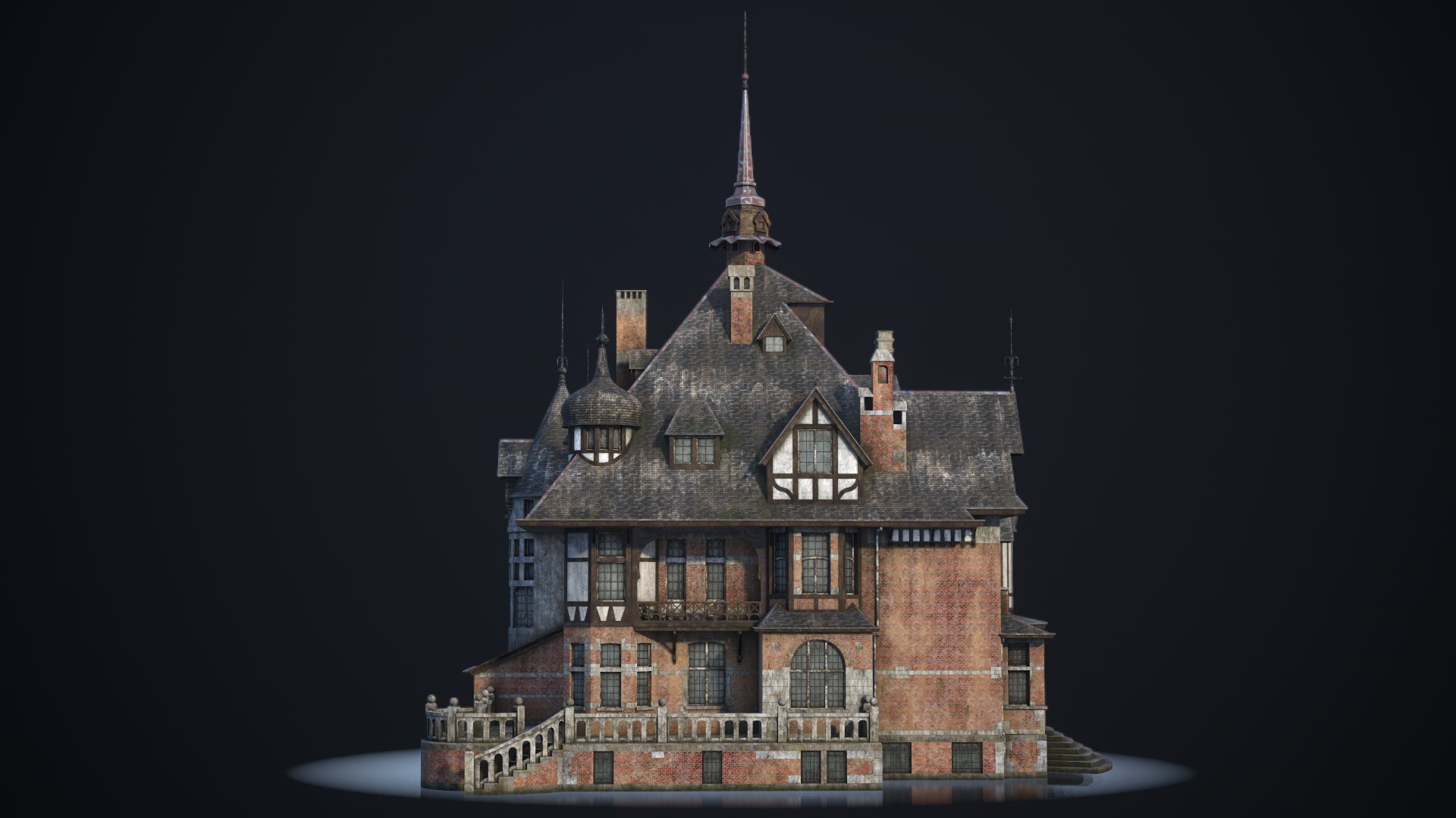 3D Old Manor Low-poly 3D Model - TurboSquid 2132732