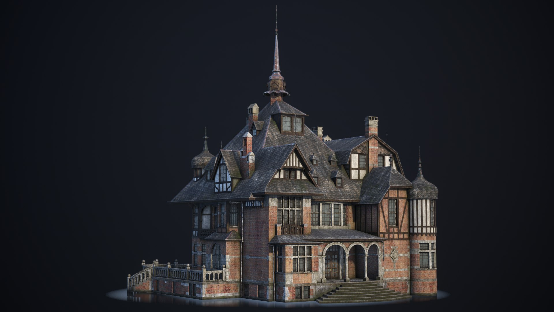 3D Old Manor Low-poly 3D Model - TurboSquid 2132732