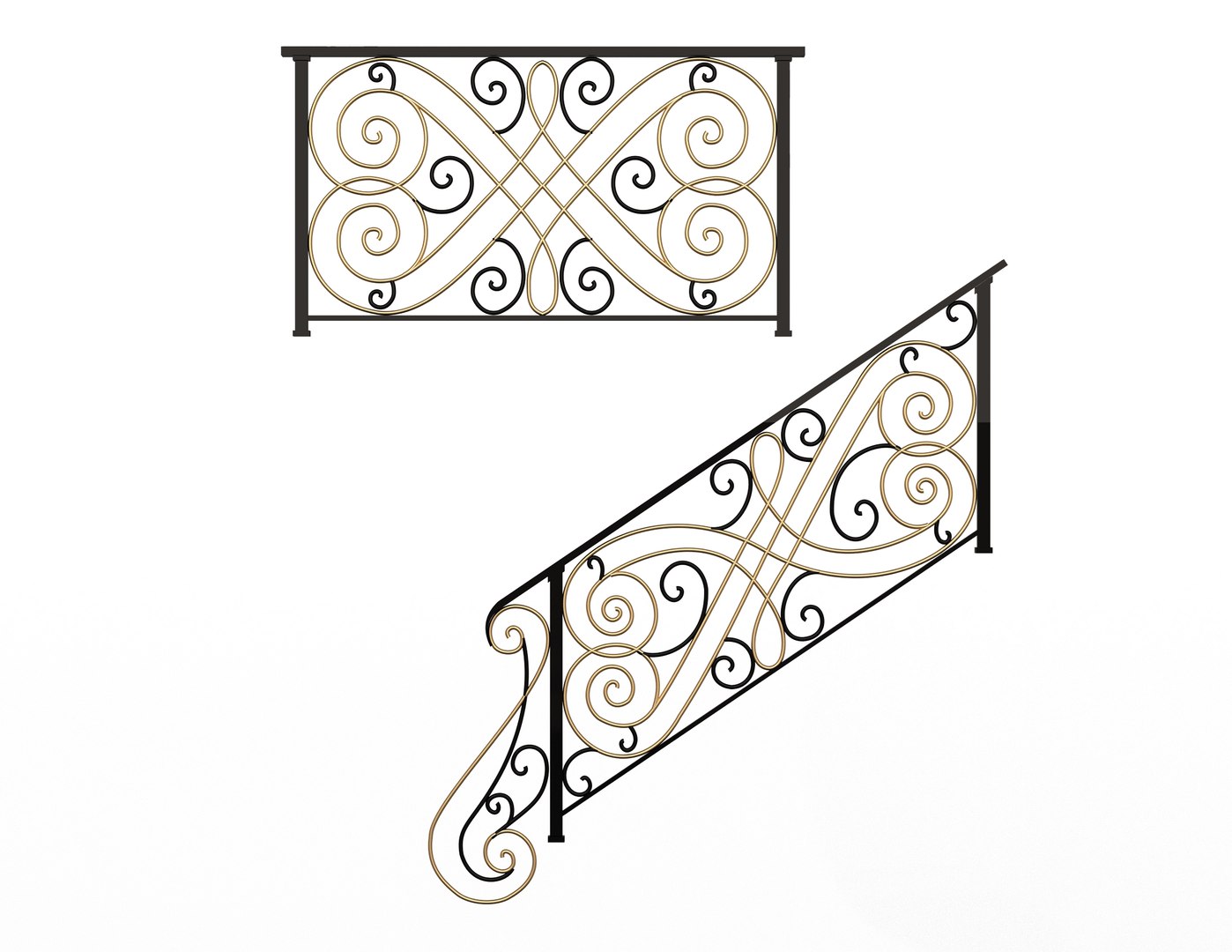 3D Forging Iron Forged Balcony Railing 05 - TurboSquid 1731374