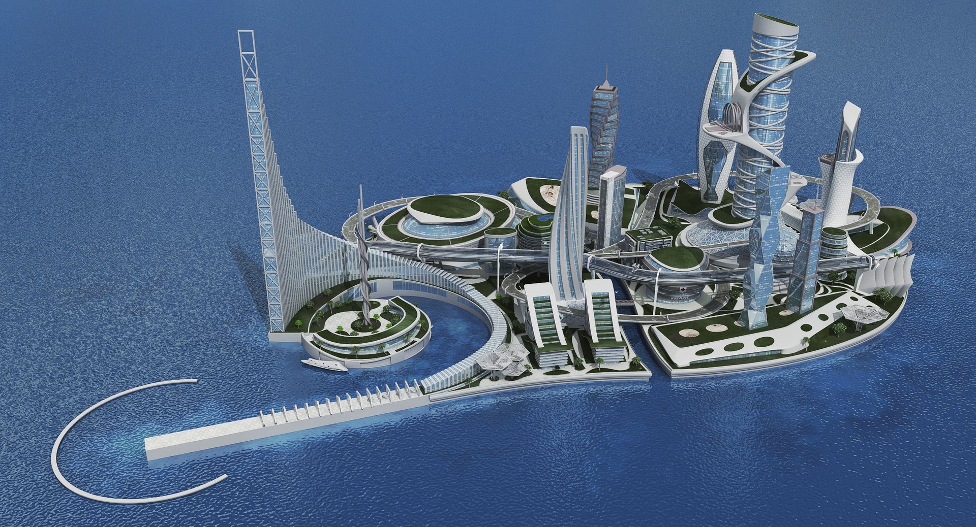 3D Futuristic Cityscape - TurboSquid 1388101