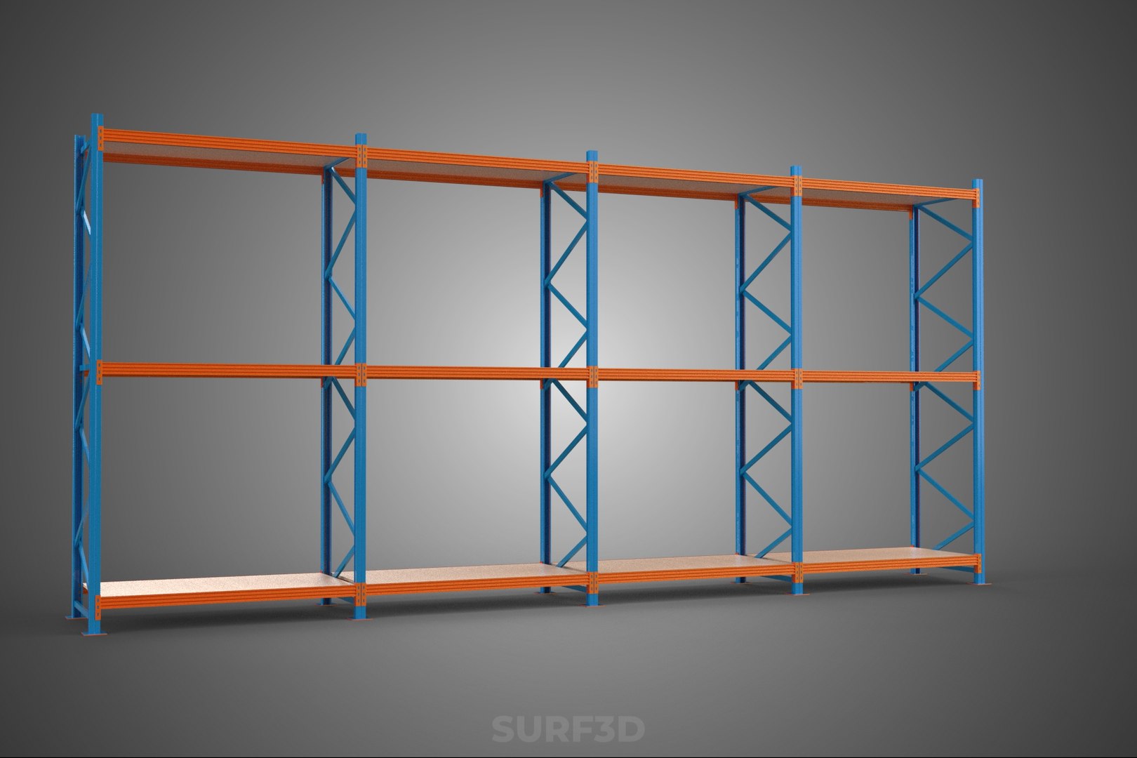 SHELF WOOD STEEL WAREHOUSE METAL SHELVING STORAGE RACK ORGANIZE 3D ...