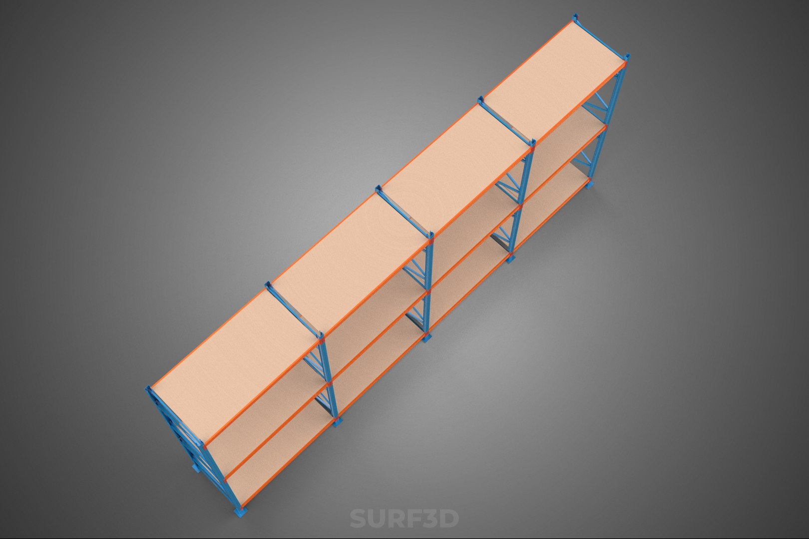 SHELF WOOD STEEL WAREHOUSE METAL SHELVING STORAGE RACK ORGANIZE 3D ...