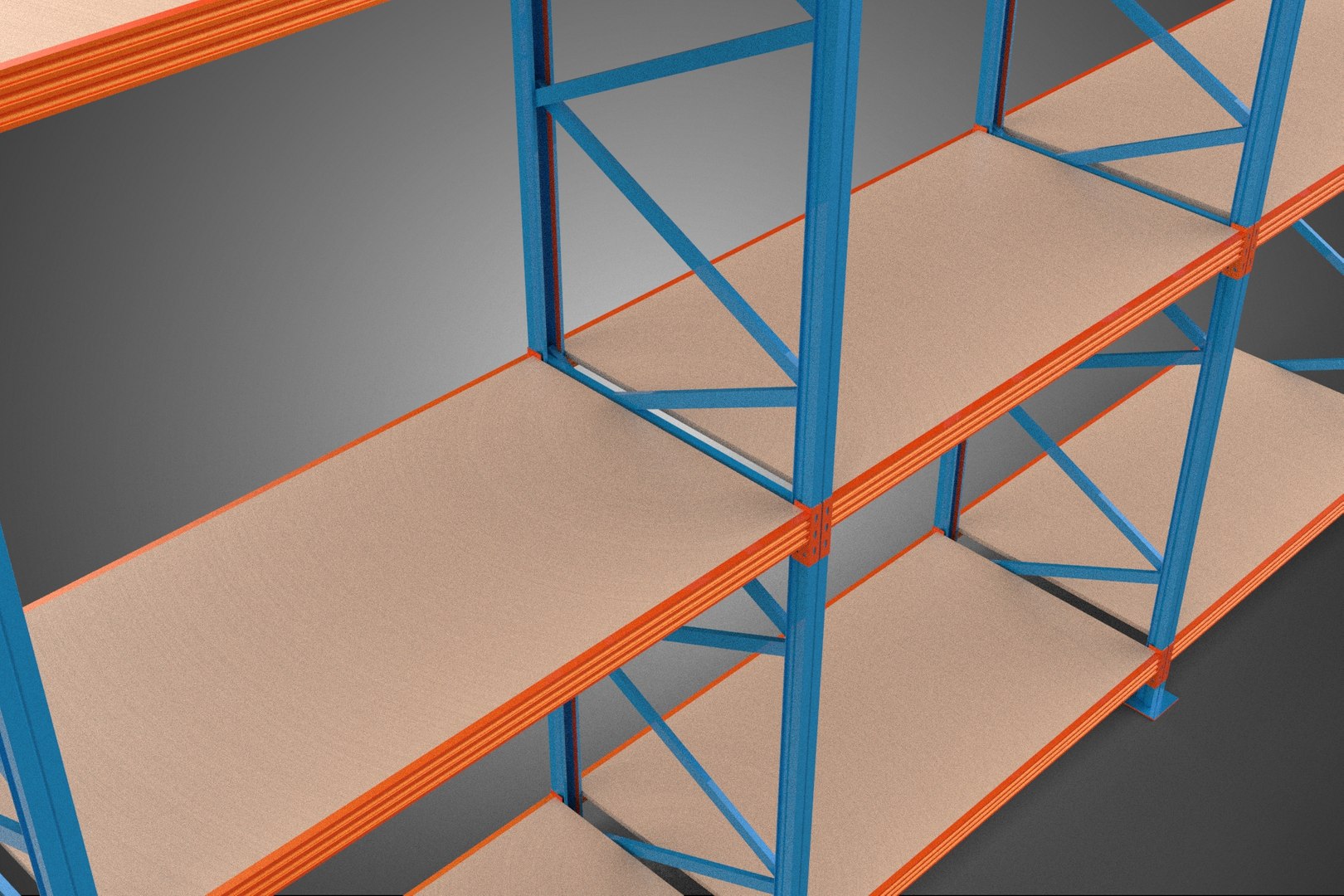 SHELF WOOD STEEL WAREHOUSE METAL SHELVING STORAGE RACK ORGANIZE 3D ...