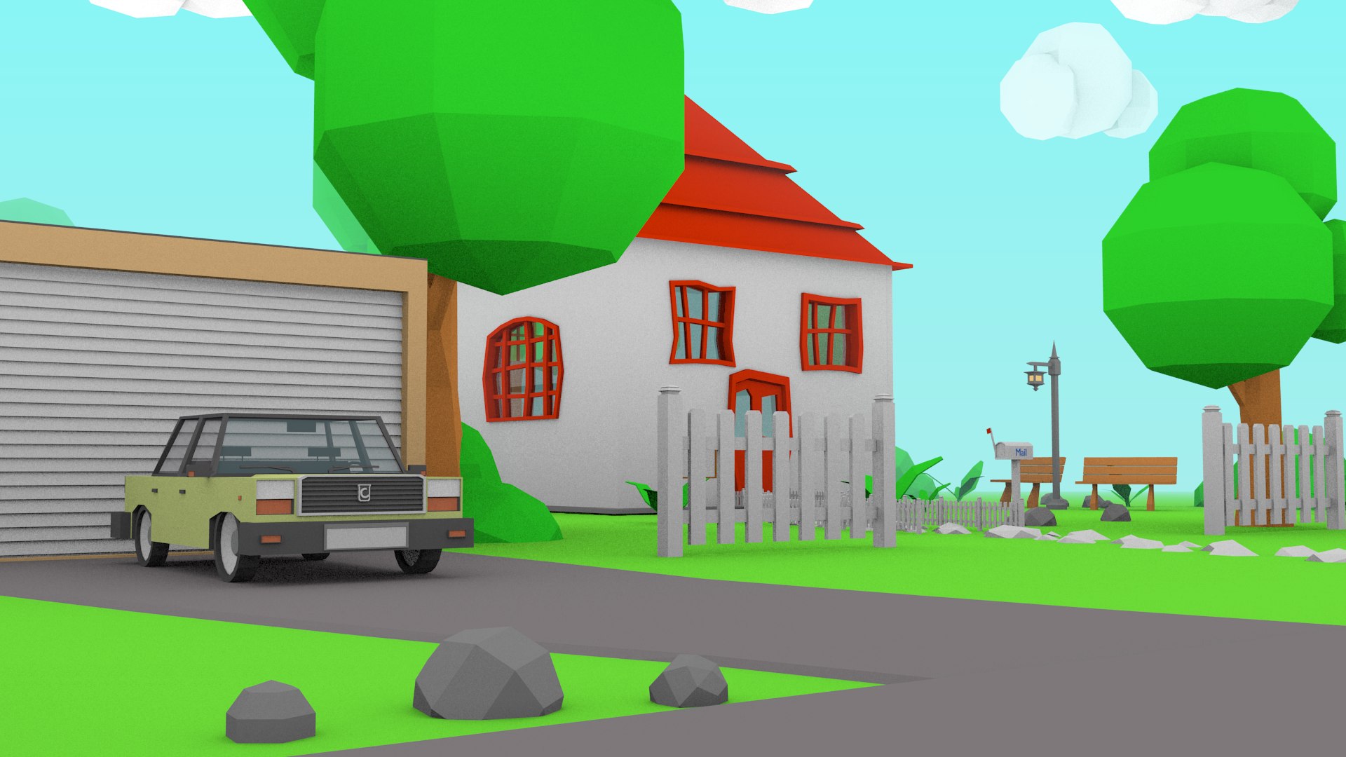 Cartoon House Toy Car 3ds