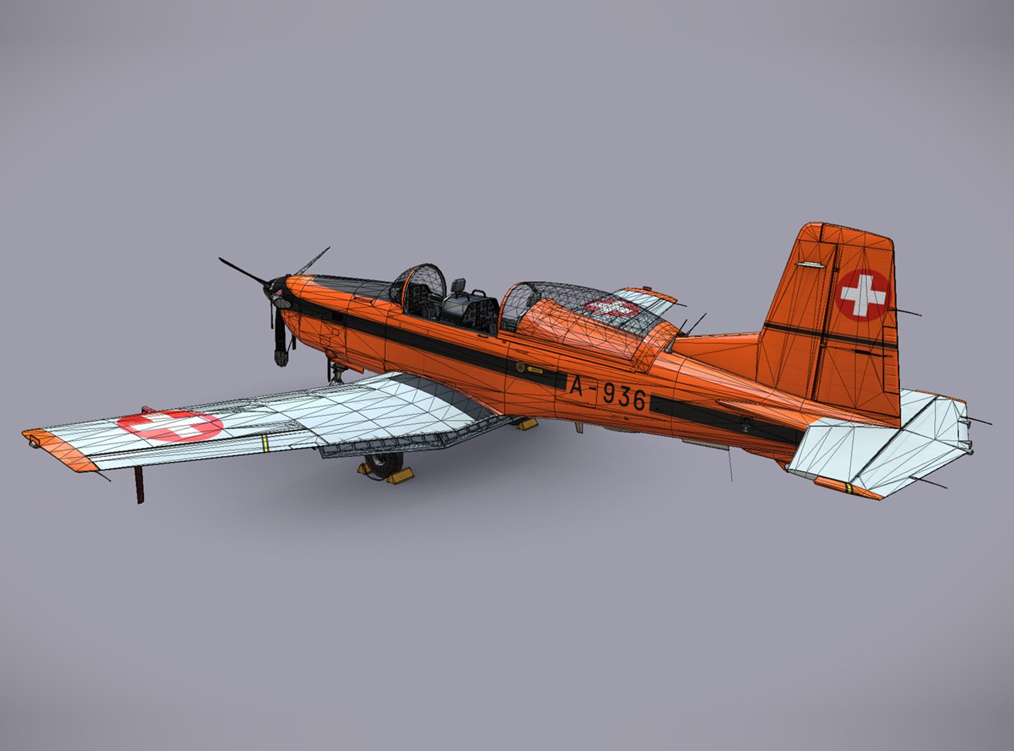 3d Low-poly Pilatus Pc-7 Mk-i