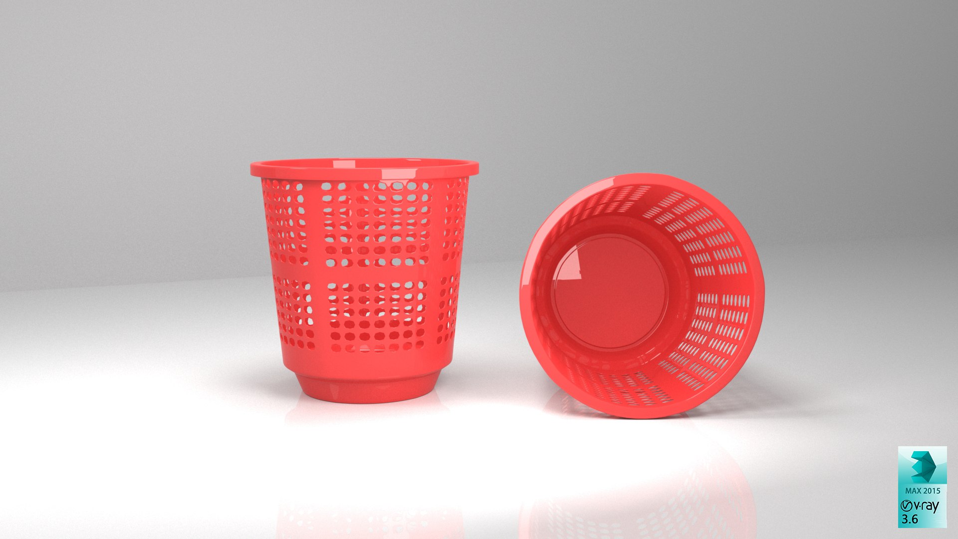 3D Model Plastic Dustbin Shiny Red - TurboSquid 1960682