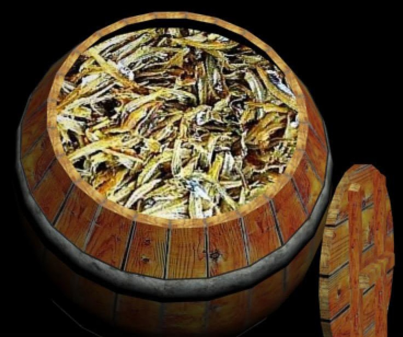 3ds Max Wooden Barrel Dried Fish