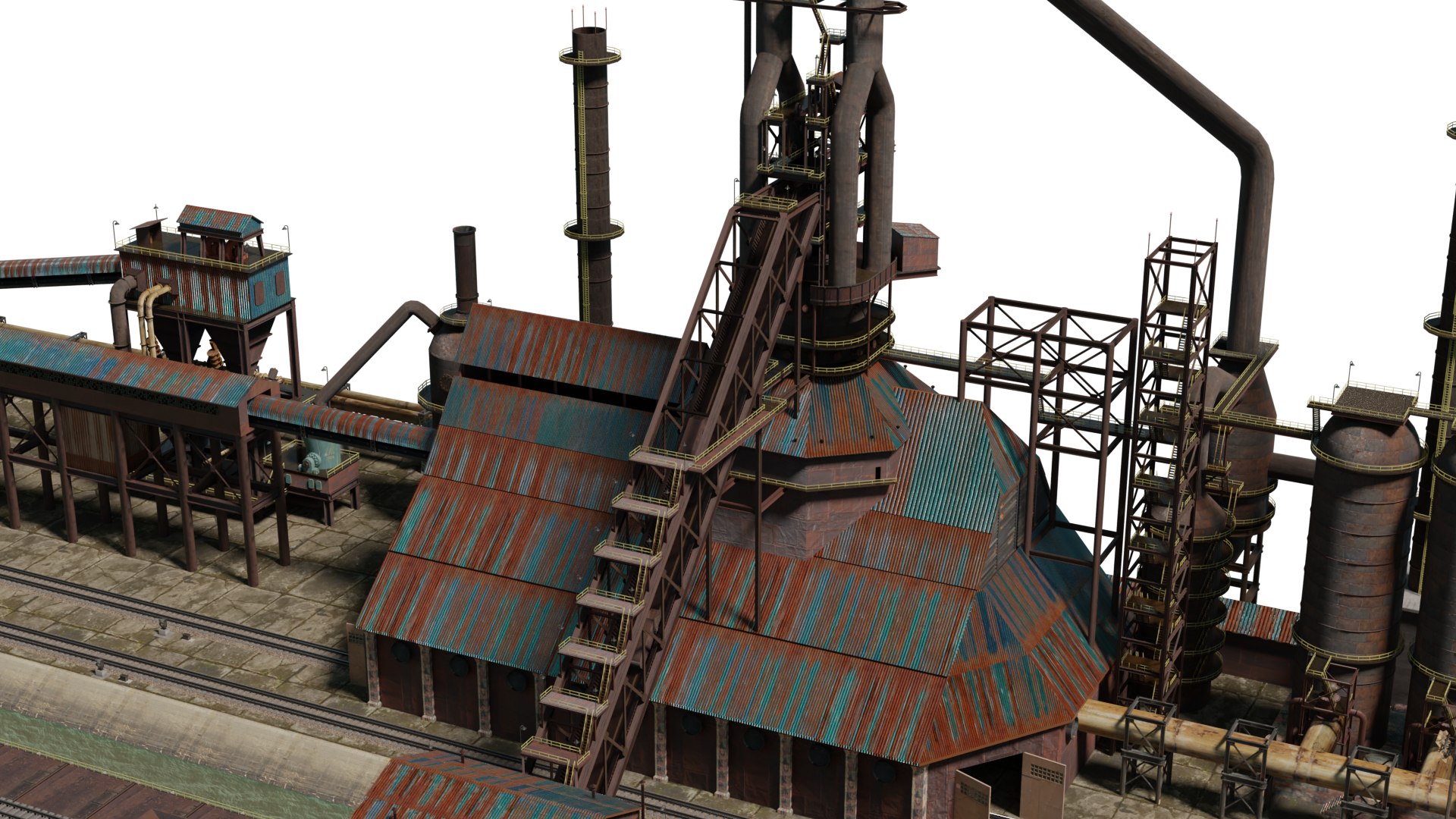3D Blast Furnace Textured - TurboSquid 2082345