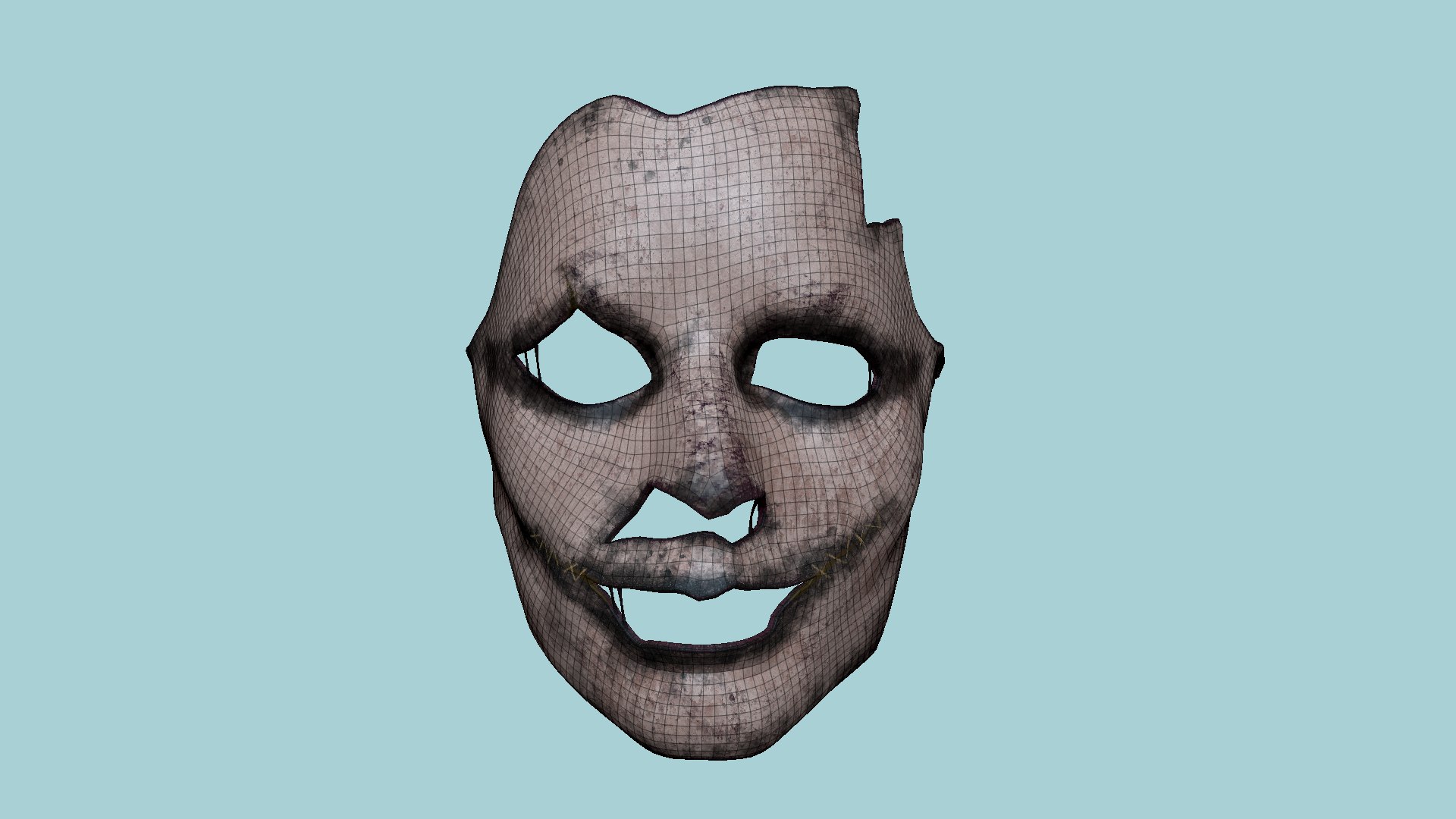 3D Human Skin Terror Mask A09 White Dirt - Character Costume Model ...