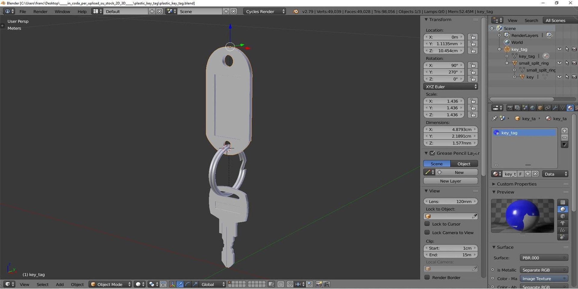 3D Model Plastic Key Tag - TurboSquid 1486475