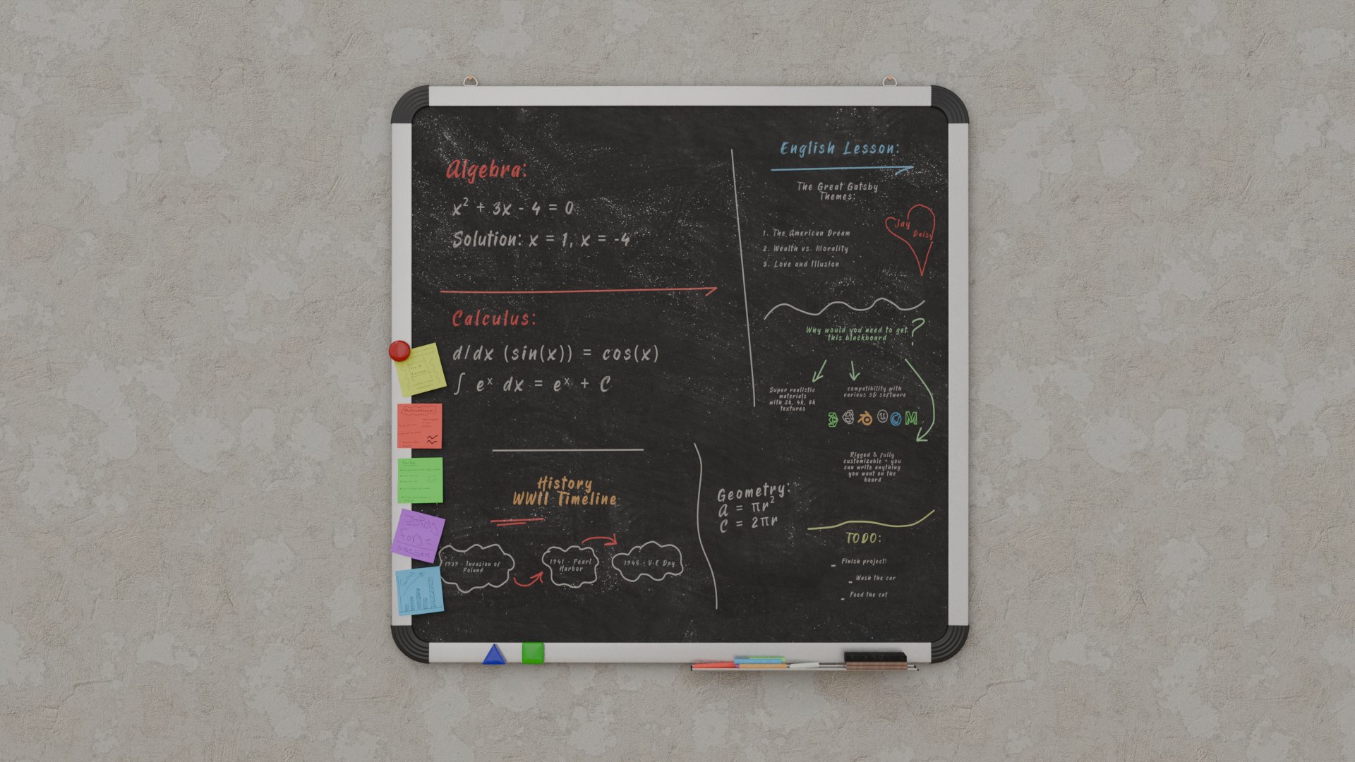 3D Wall Mounted Metal Blackboard Customizable Square Board - TurboSquid ...