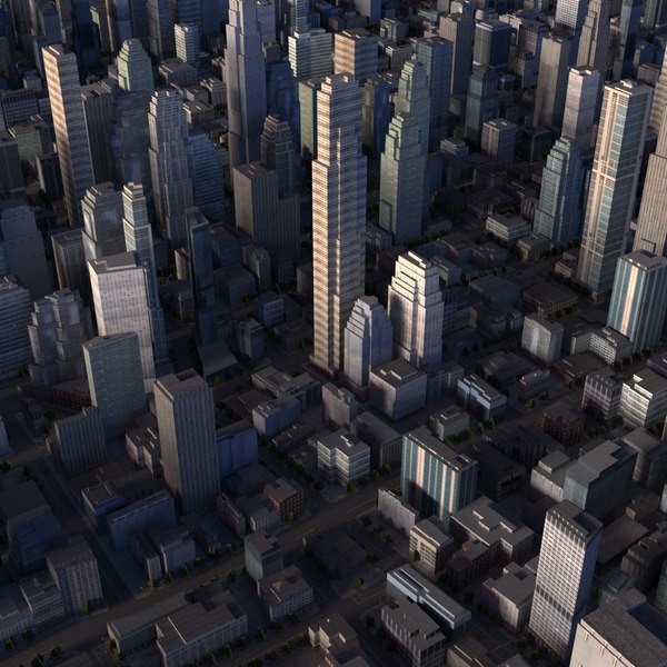 3d model cityscape scene highrise