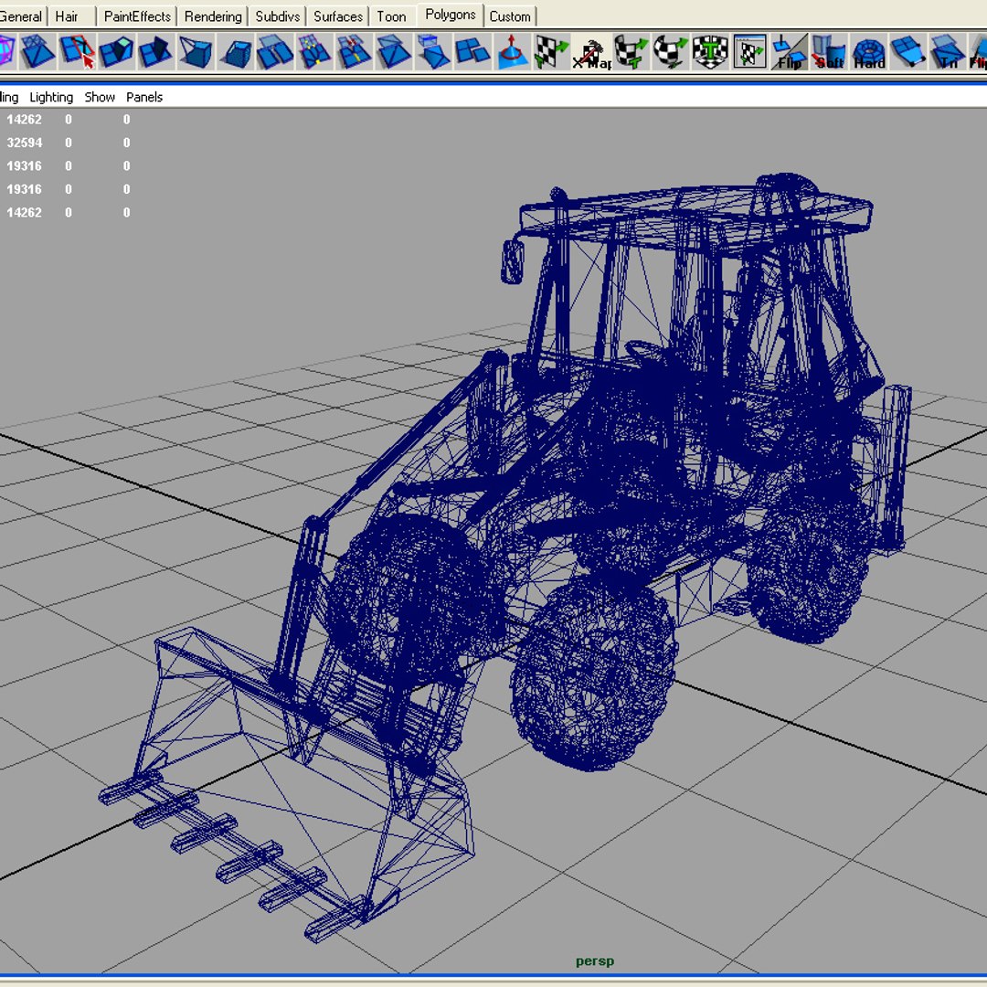 2cx digger excavator rigged 3d model