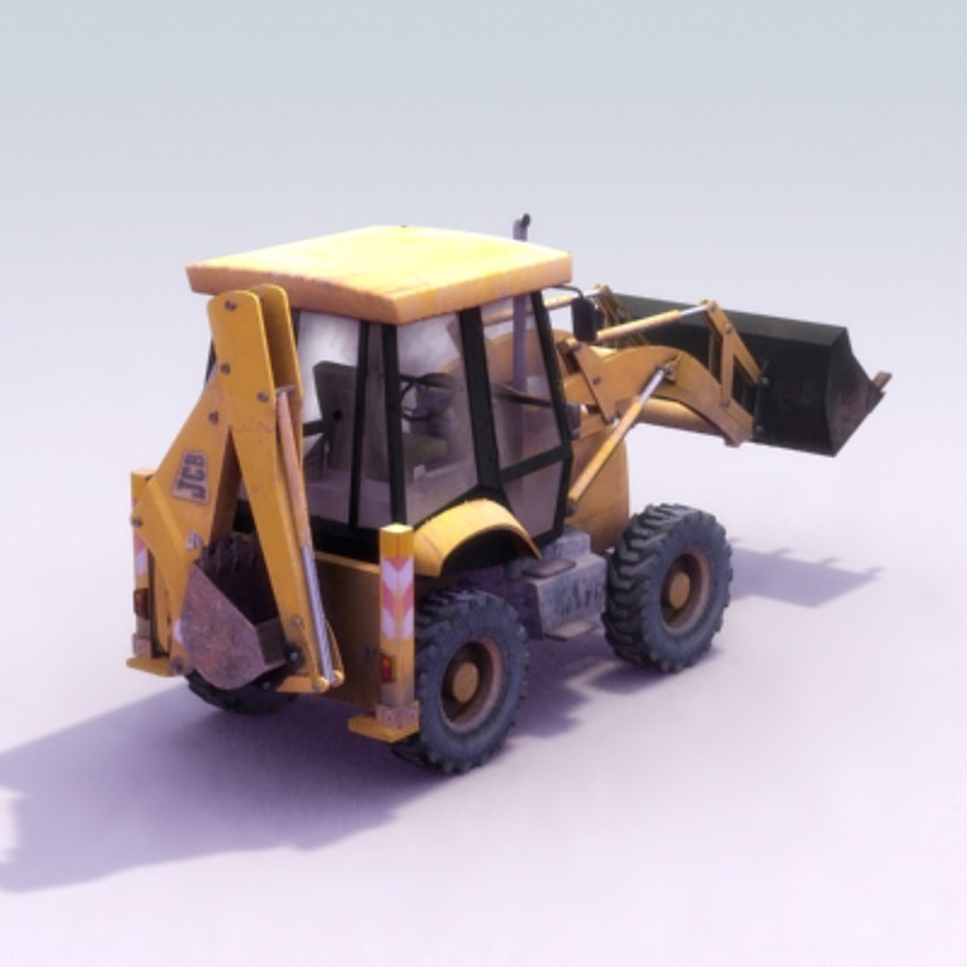 2cx digger excavator rigged 3d model