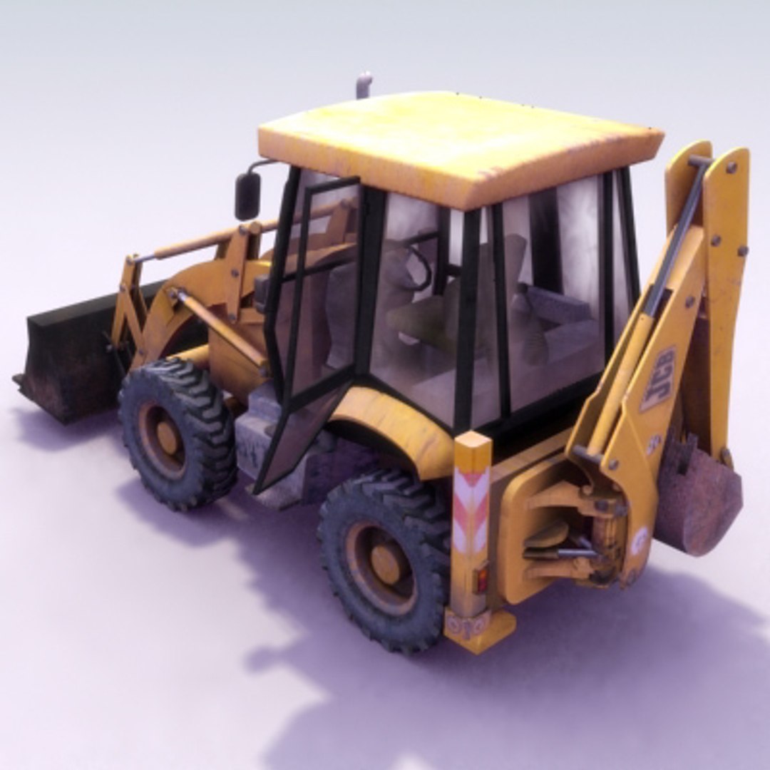 2cx digger excavator rigged 3d model