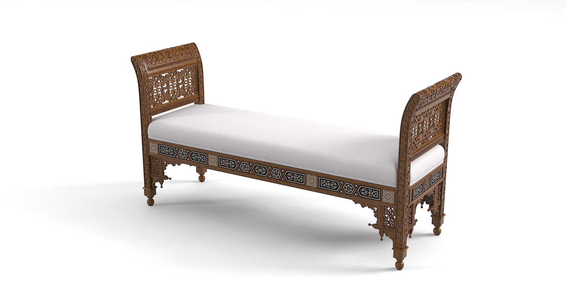 Oriental Bench 3d Model