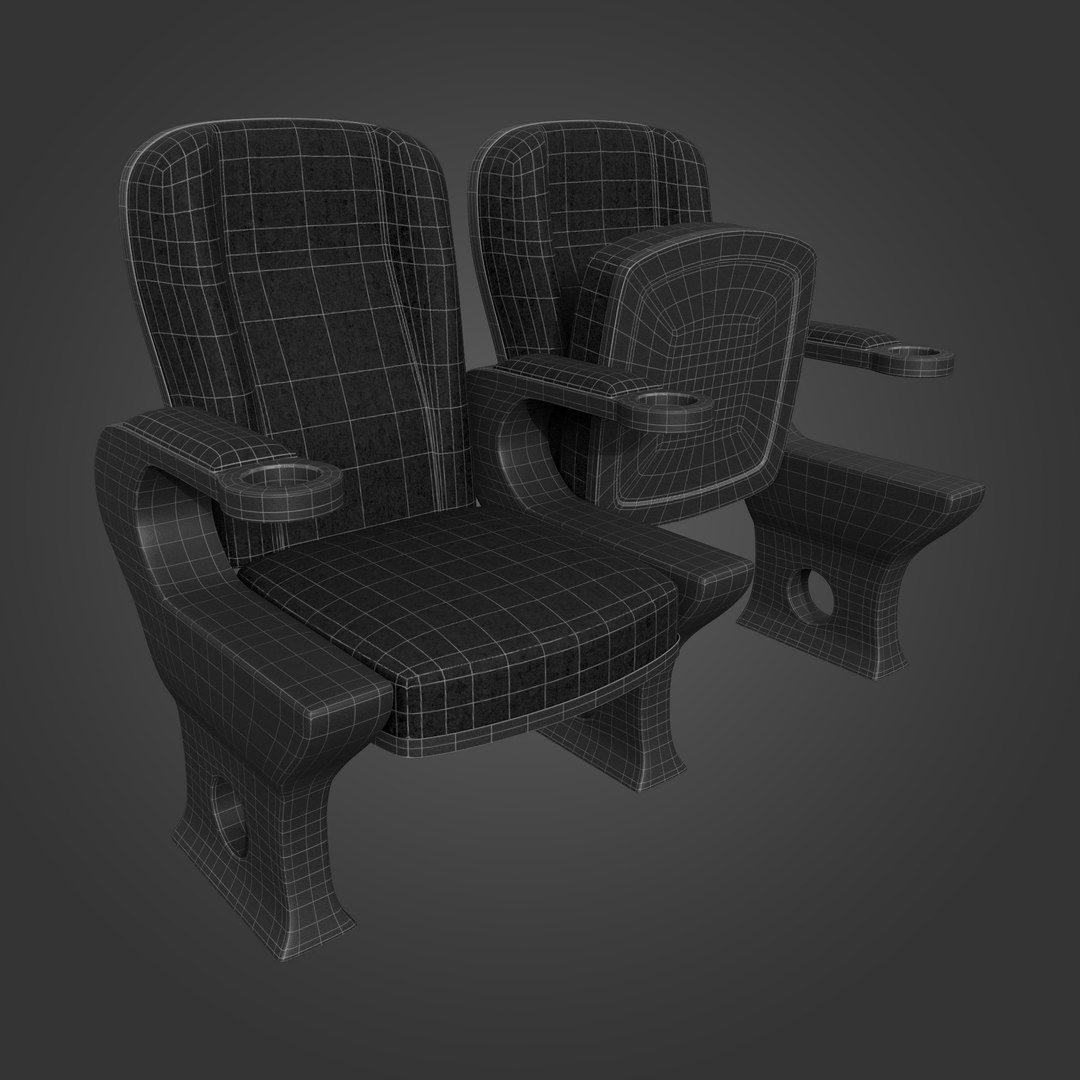 3D Model Cinema Chair BLACK - TurboSquid 2371978