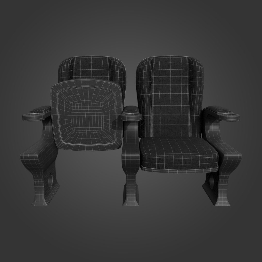 3D Model Cinema Chair BLACK - TurboSquid 2371978