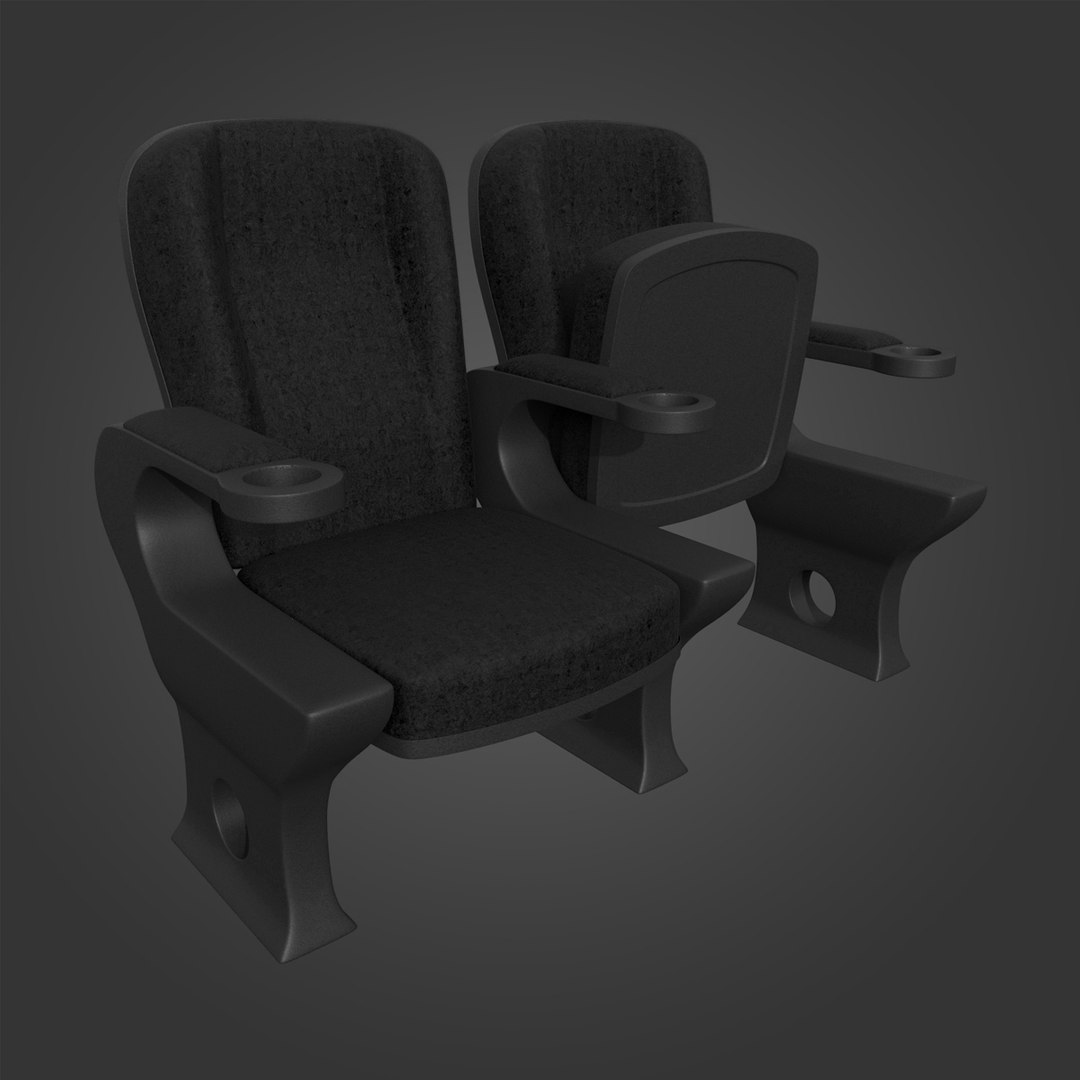 3D Model Cinema Chair BLACK - TurboSquid 2371978