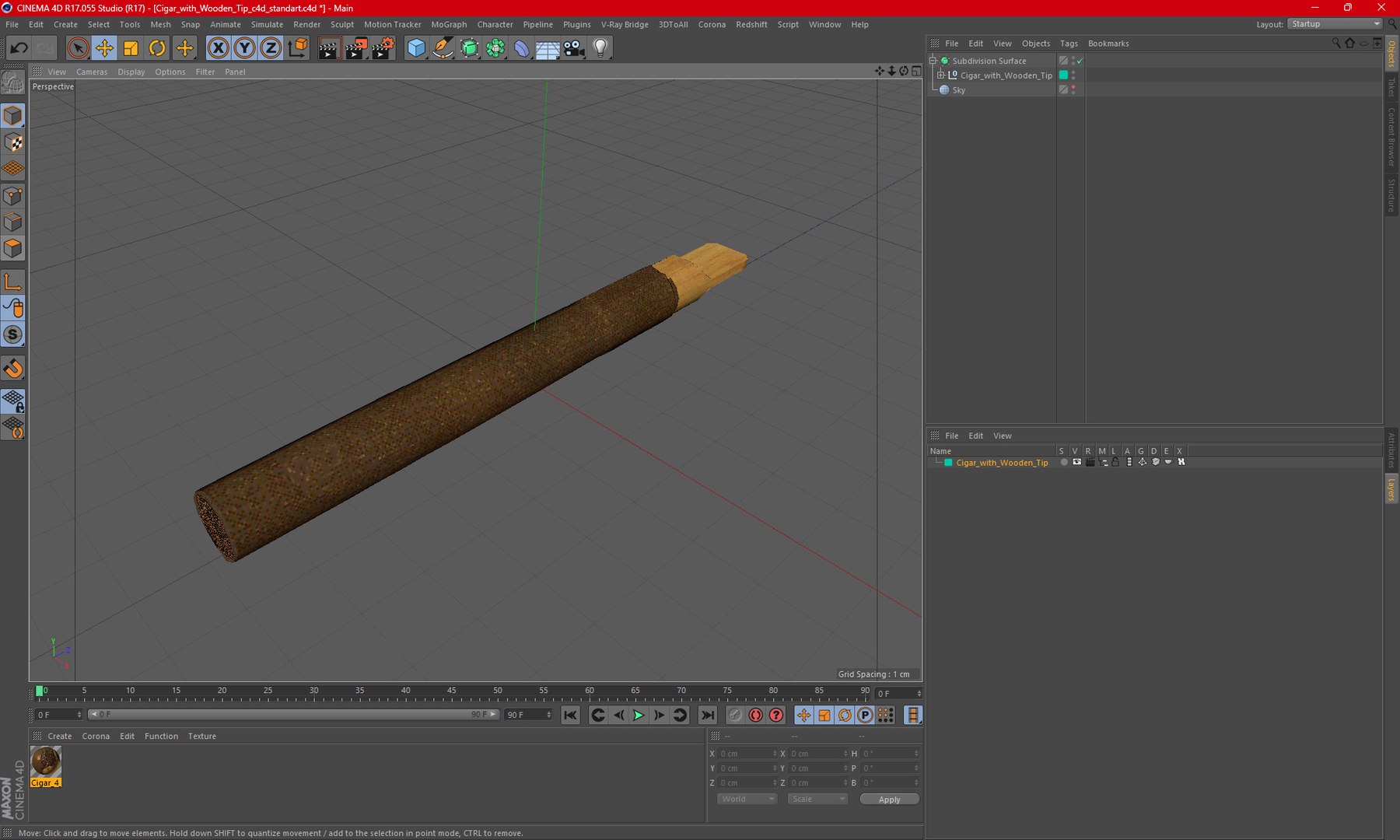 3D Cigar With Wooden Tip - TurboSquid 2235496