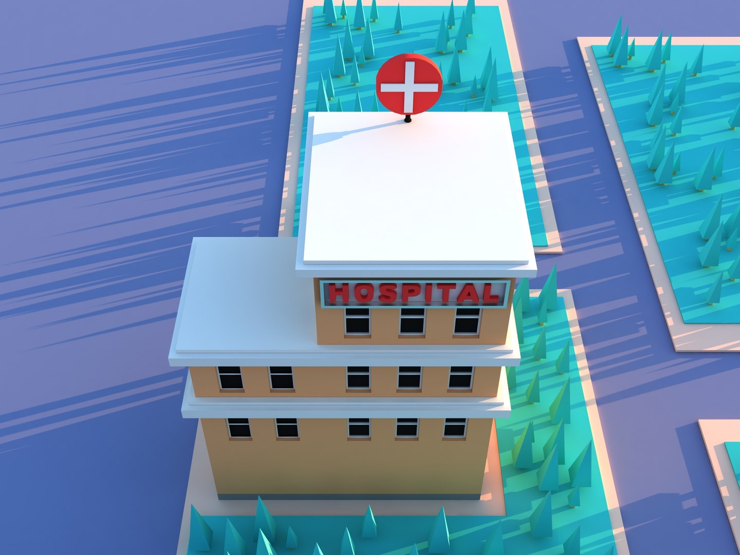 3D Cute Cartoon City Hospital - TurboSquid 1953267