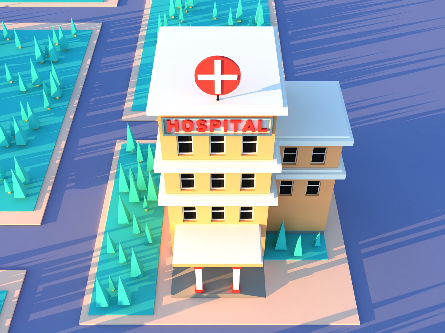 3D Cute Cartoon City Hospital - TurboSquid 1953267