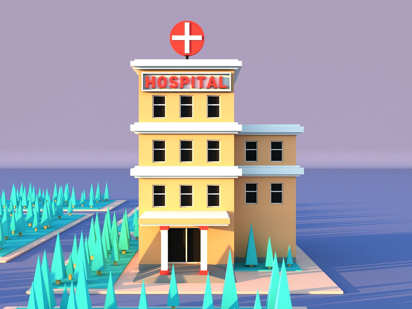 3D Cute Cartoon City Hospital - TurboSquid 1953267