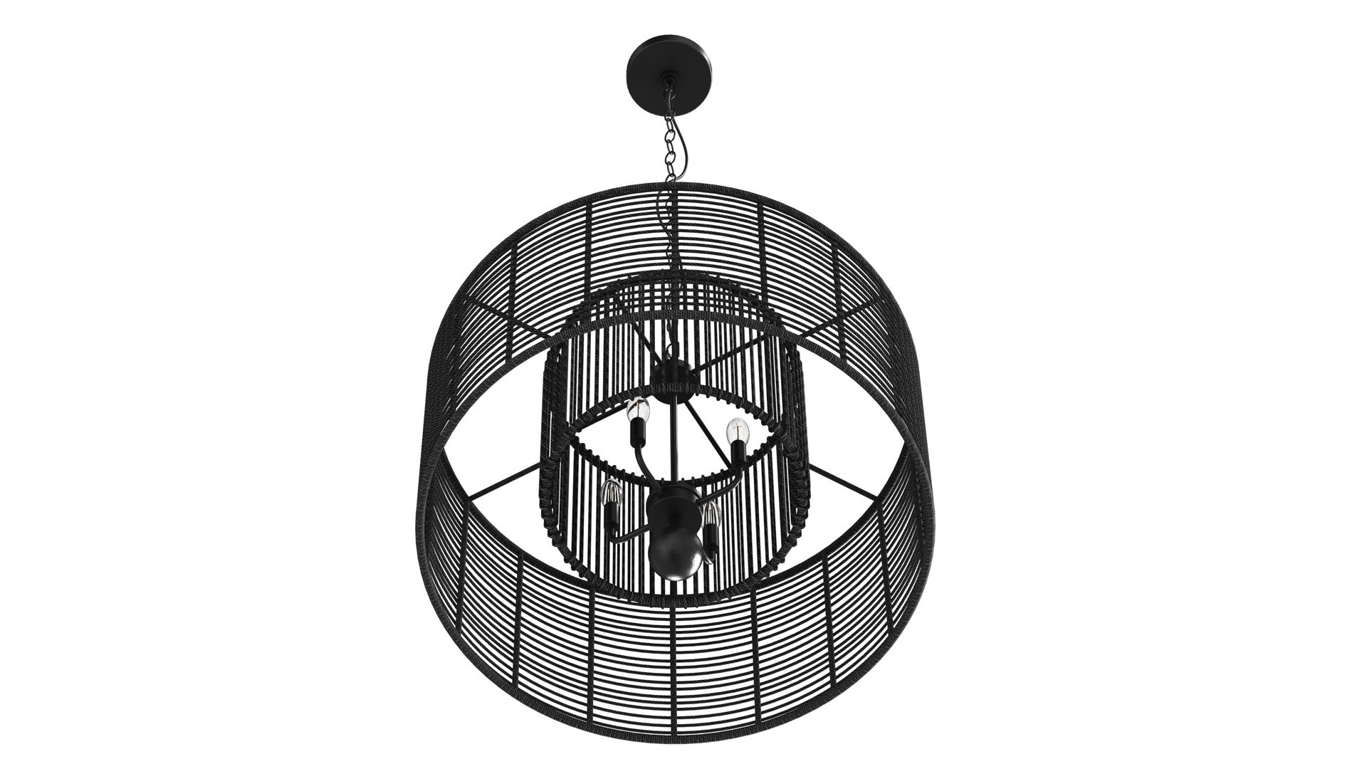 3D Jute Veil Chandelier Four Light Black Finish - TurboSquid 2410513