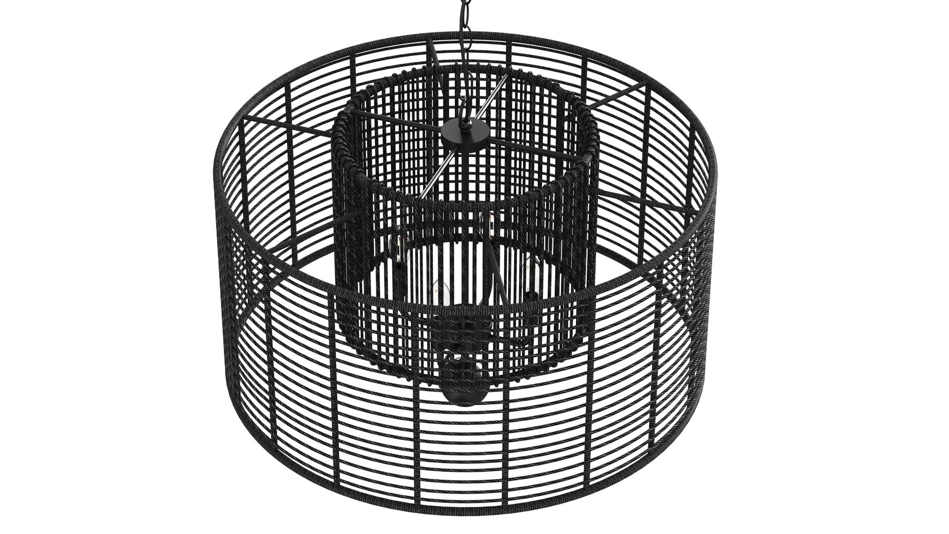 3D Jute Veil Chandelier Four Light Black Finish - TurboSquid 2410513