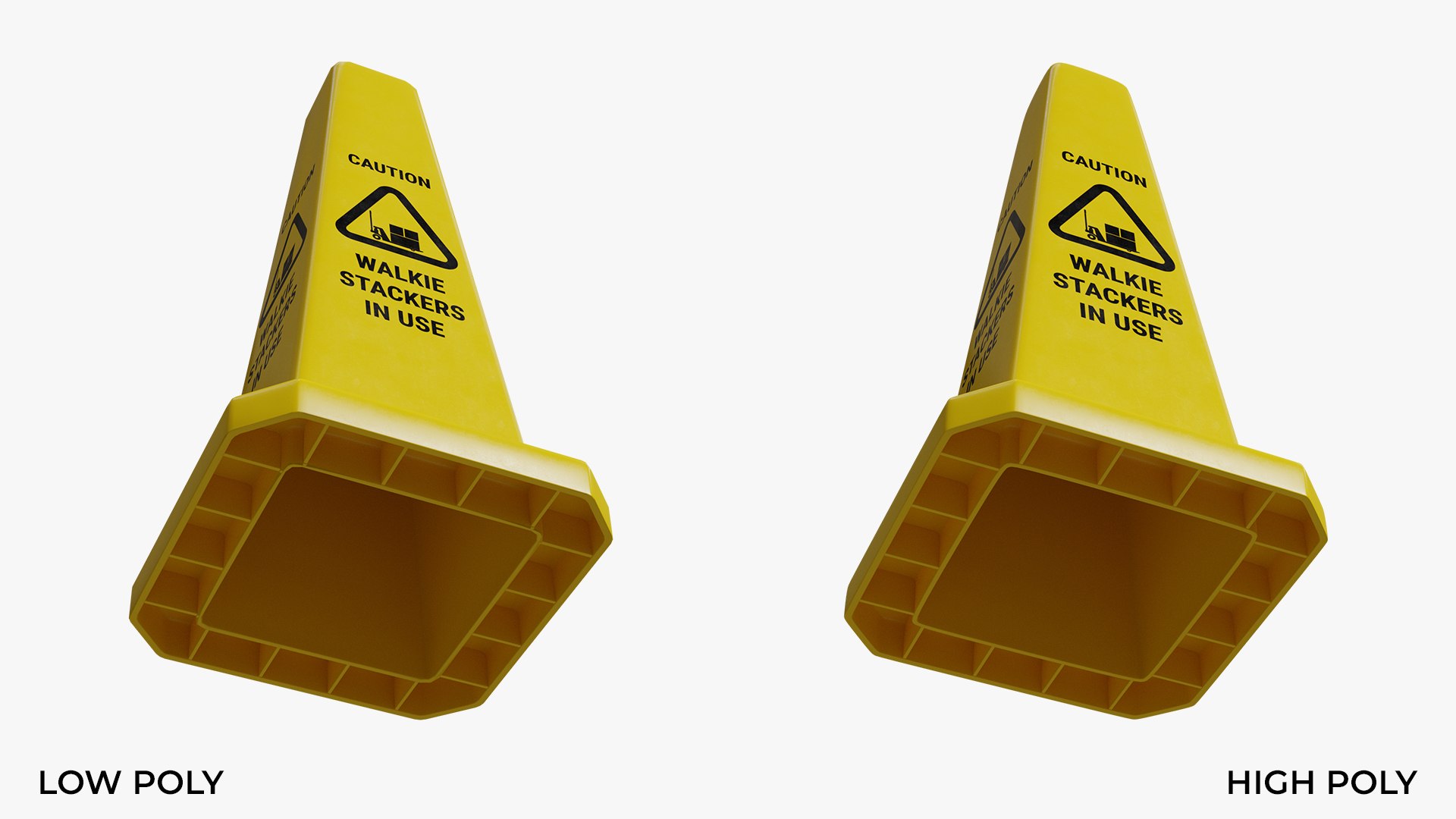 3D Yellow Closed Top 24 Inch Safety Lamba Floor Cone Caution Walkie ...