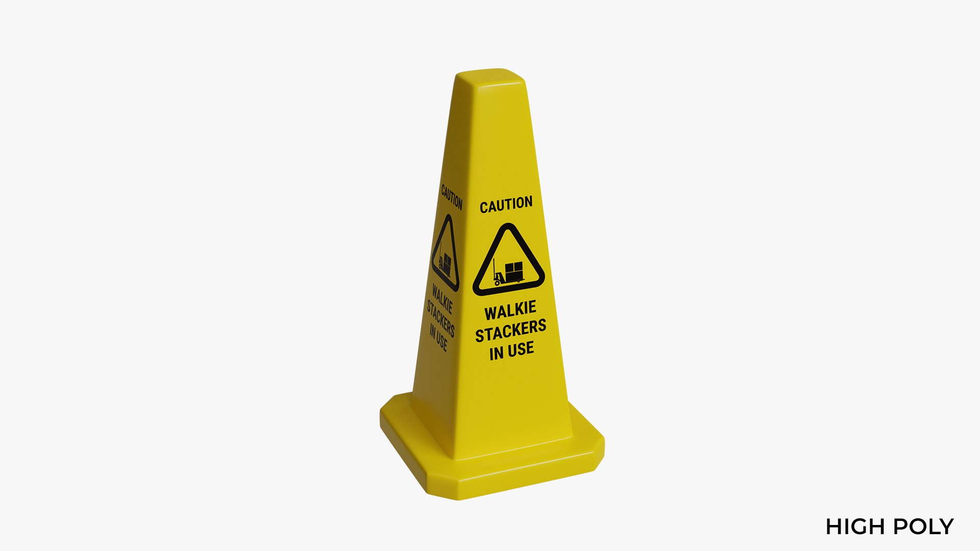 3D Yellow Closed Top 24 Inch Safety Lamba Floor Cone Caution Walkie ...