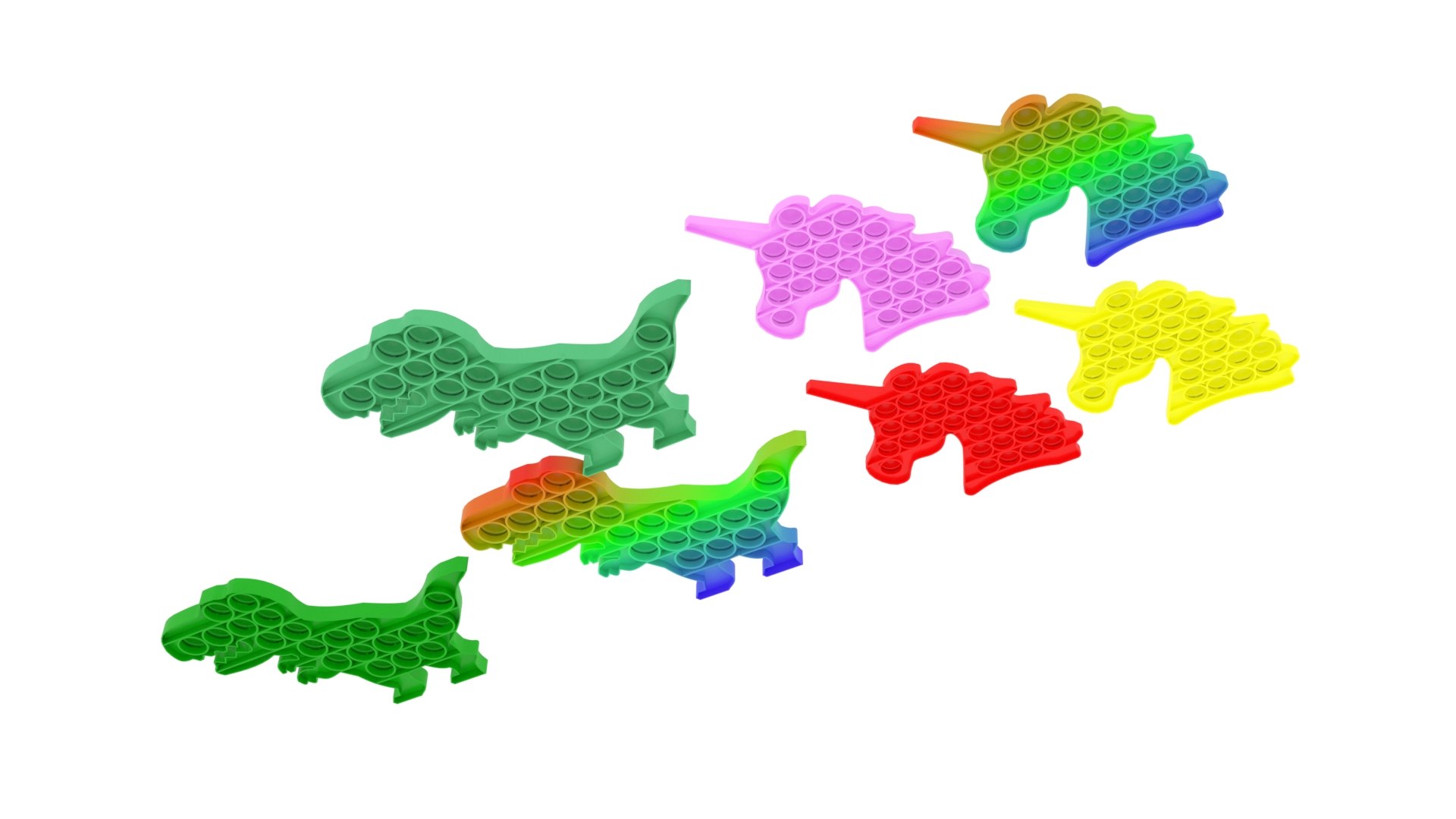 3D Animal Pop It Fidget Toys Set - TurboSquid 1761573