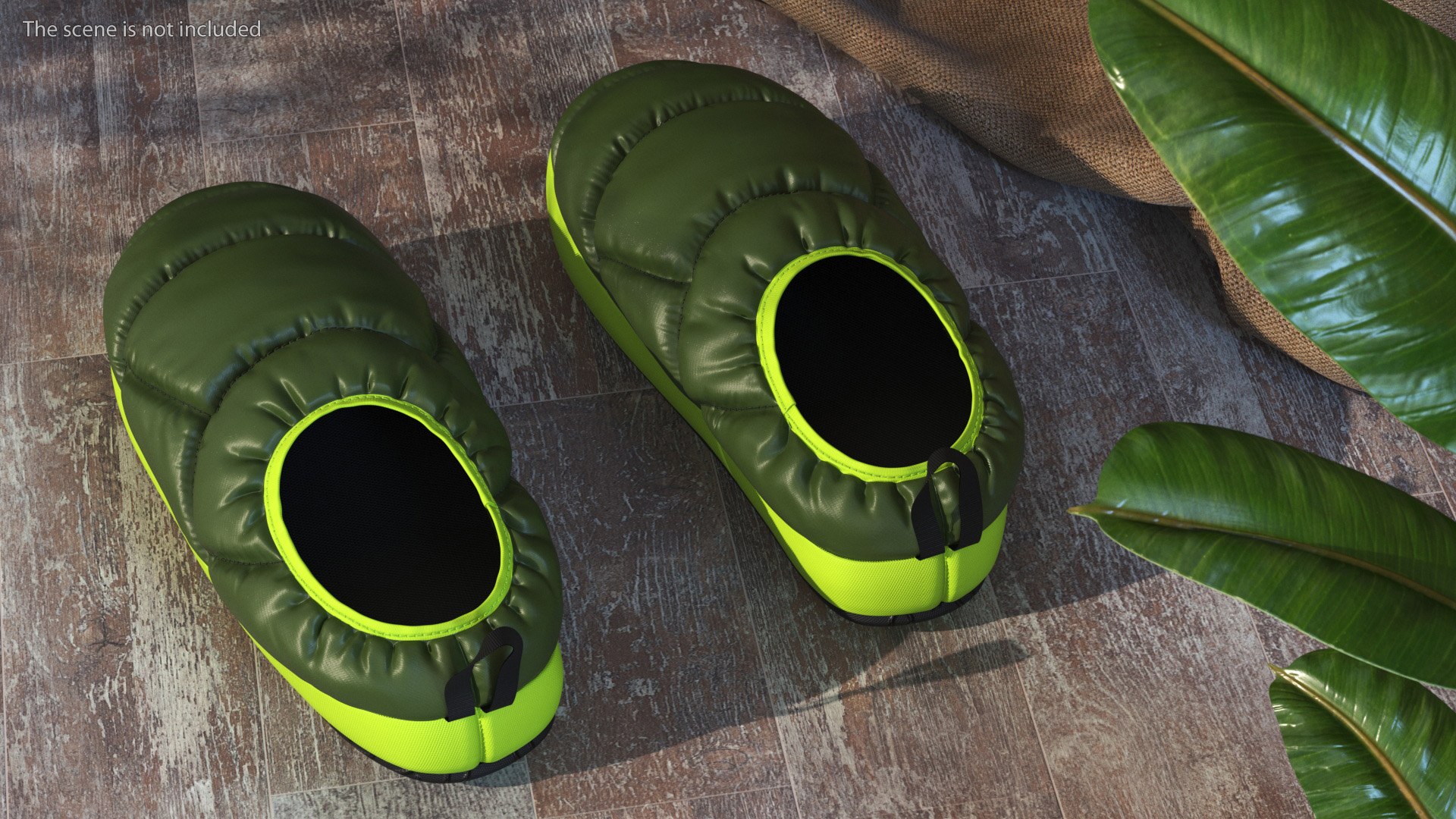 3D Green Down Slippers - TurboSquid 2045911